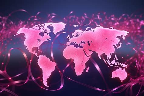 premium ai image global unity world map with interconnected pink ri