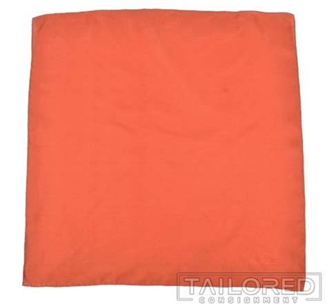 Charvet Solid Orange 100 Silk Mens Luxury Pocket Square Handkerchief