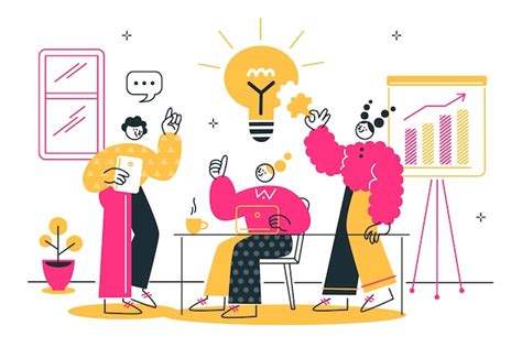 크리에이티브 팀 개념 그림 무료 벡터