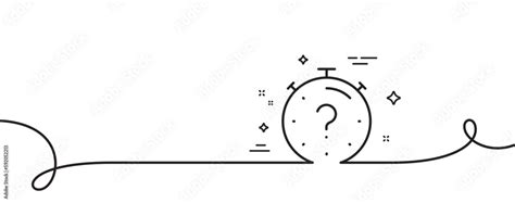 Quiz Line Icon Continuous One Line With Curl Timer With Question Mark