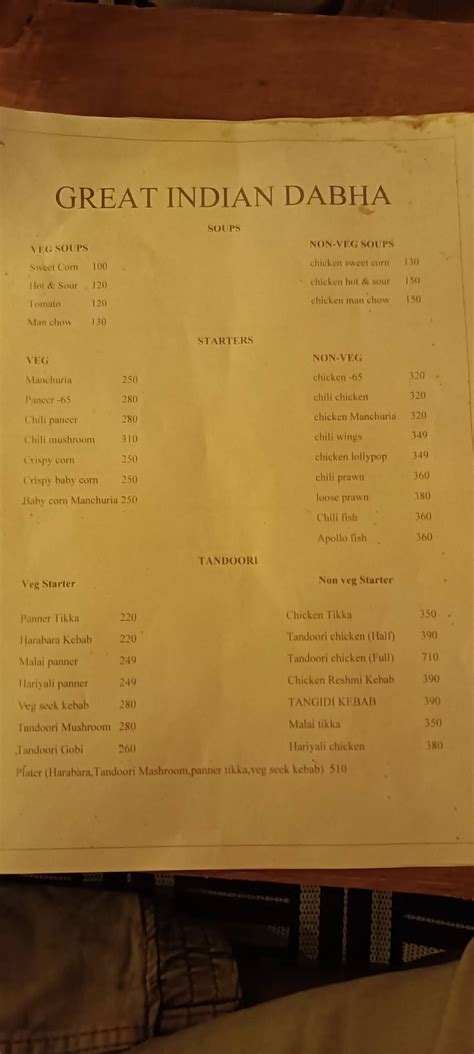 Menu At Dabha Kakinada