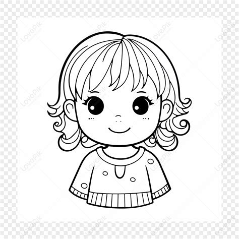 페이지를 색칠하는 소녀의 흑백 이미지인간의 몸웃다머리 Png 일러스트 무료 다운로드 Lovepik
