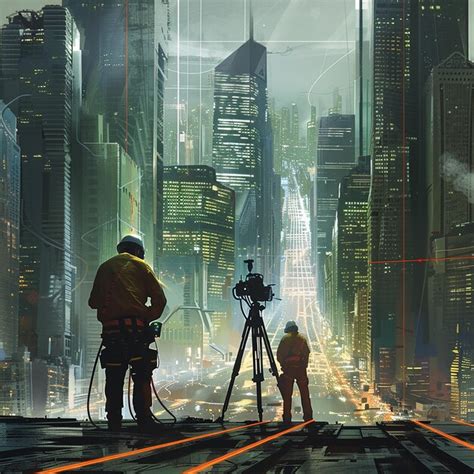 Surveyors Mapping Urban Grid Premium Ai Generated Image