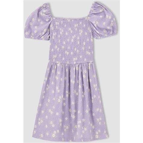 Defacto Girl Short Sleeve Floral Print Midi Dress