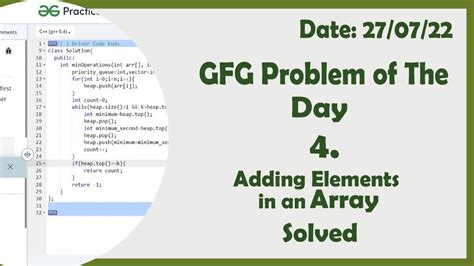 Adding Array Elements Gfg Daily Problem Youtube