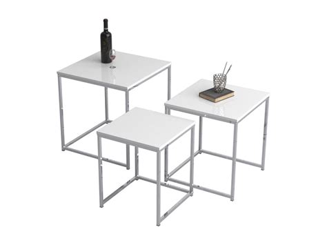 Vcm Set De 3 Tables Dappoint Table Basse Table De Salon Table Basse Glisal Blanc