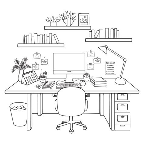 Modern Home Office Desk Royalty Free Vector Vectorstock