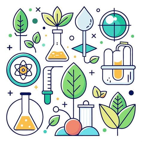 Green Science Laboratory With Atom Leaves Water And Beaker Premium Ai