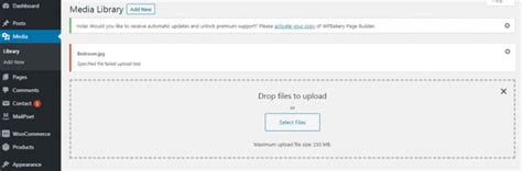 resolve specified file failed upload error in wordpress