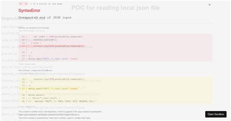 Simple Local Json File Reading Codesandbox