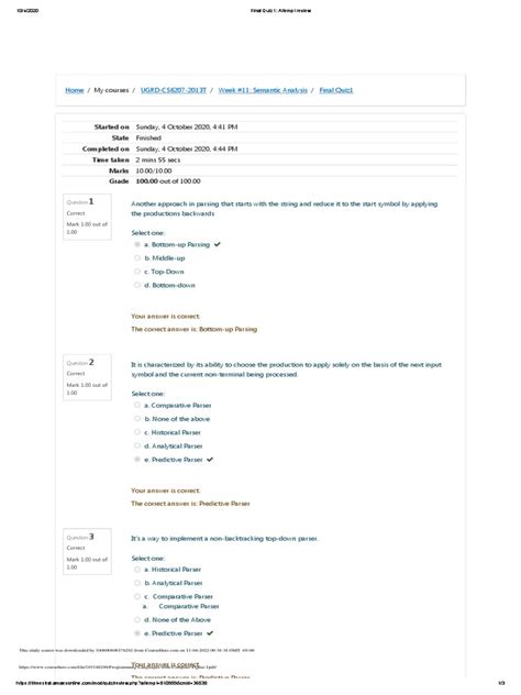 Programming Languages With Compiler Fquiz 1 Pdf Pdf Parsing Metalogic
