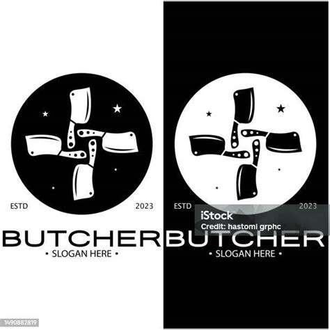 정육점 칼 빈티지 로고 일러스트 요리사 칼 로고 템플릿 비즈니스 배지 레스토랑 도살장 정육점 카페 브랜드 및 칼 가게 현대적인