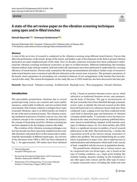 A State Of The Art Review Paper On The Vibration Screening Techniques Using Open And In Filled