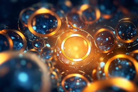 Premium Photo Abstract Background With Golden Circles And Bokeh 3d Rendering