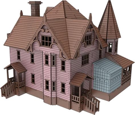 Pink Palace Coraline House Model Kit Easy To Assemble 3d Wooden