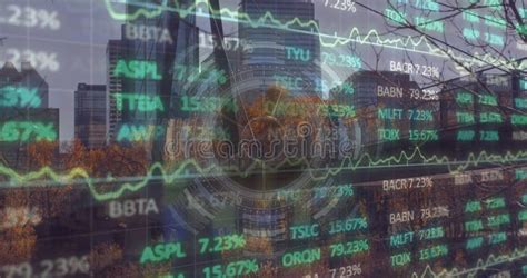 Animation Of Processing Circle Financial Data And Graphs Over