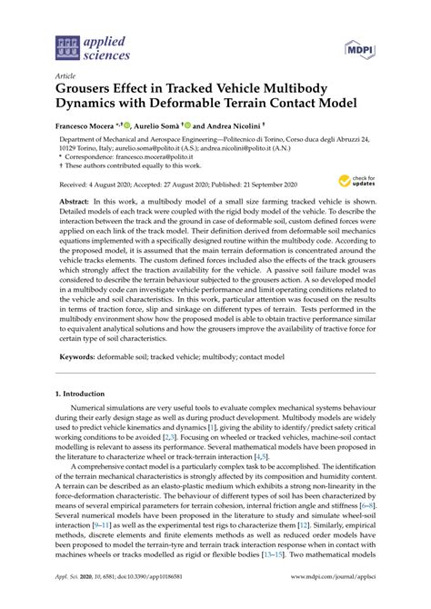 pdf grousers effect in tracked vehicle multibody dynamics with