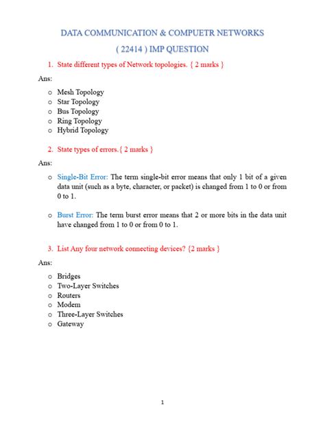 Data Communication Computer Network Imp Part 1 Pdf Network Topology Computer Network