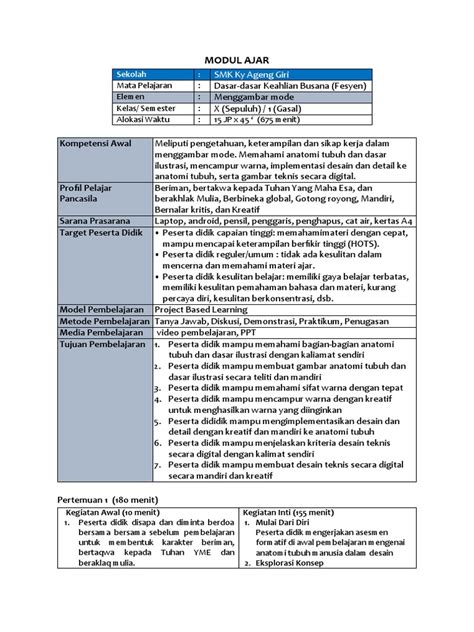 Modul Ajar Busana Pdf