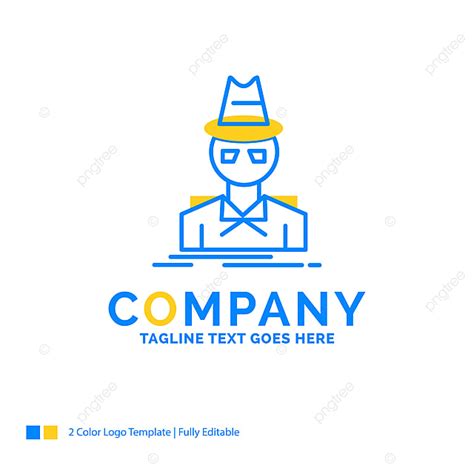 Detective Hacker Incognito Spy Thief Blue Yellow Business Lo Template