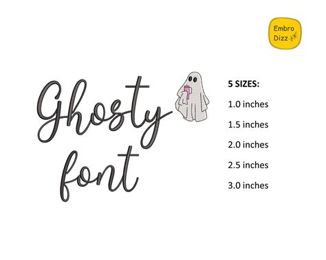 Halloween Cursive Machine Embroidery Font Ghosty Ghost Embroidery