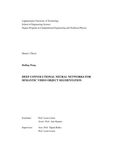 Convolutional Neural Networks Deep Convolutional Neural Networks For