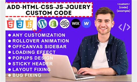 Add Custom Html Css And Js Code To Squarespace Shopify And Wordpress Website By Sd Design
