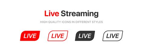 라이브 스트리밍 아이콘 세트 라이브 스트림 아이콘 집합입니다 비디오 방송 아이콘 세트 버튼 Tv 뉴스 영화 쇼의 빨간색 기호 온라인 스트림 아이콘입니다 0명에 대한 스톡