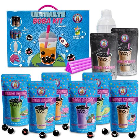 Ultimate D I Y Boba Bubble Tea Kit 60 Drinks 6 Flavors Pearls