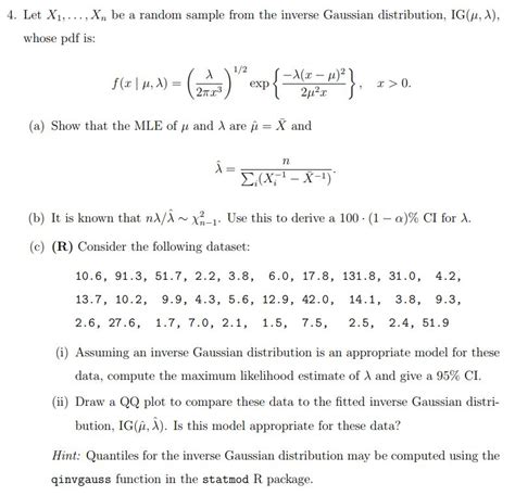 Solved 4 Let Xi Xn Be A Random Sample From The