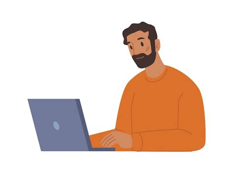Premium Vector Man Working On Personal Computer
