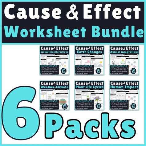 Cause And Effect Worksheets Bundle Science Activities 6 Packs Middle