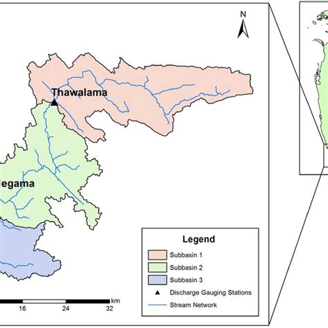 Stream Network Discharge Gauging Stations Sub Basins And Location Map