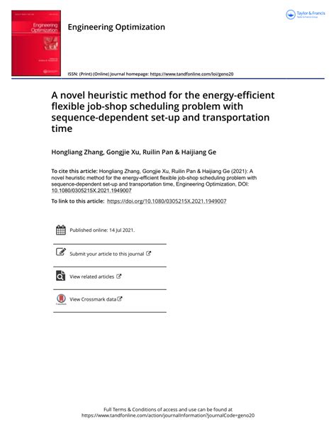 Pdf A Novel Heuristic Method For The Energy Efficient Flexible Job