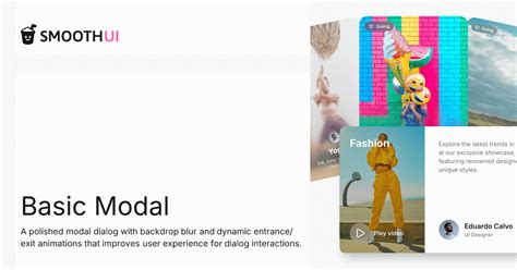 Basic Modal React Component Smoothui