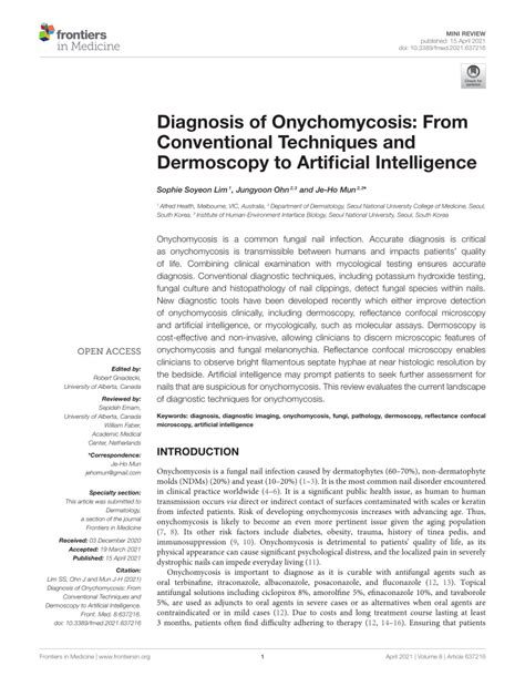 Pdf Diagnosis Of Onychomycosis From Conventional Techniques And