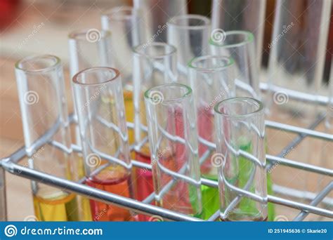 Stand With Test Tubes Isolated On White Several Chemical Solution In