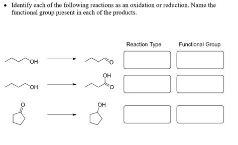 Solved Identify Each Of The Following Reactions As An Oxidation O