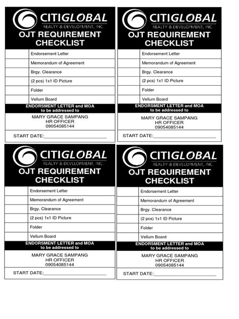 Ojt Requirement Checklist Pdf