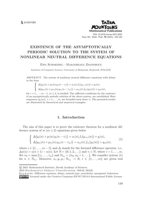 Pdf Existence Of The Asymptotically Periodic Solution To The System
