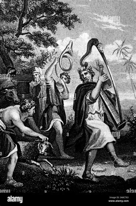Steel Engraving Of David Dancing Before The Ark King David Danced