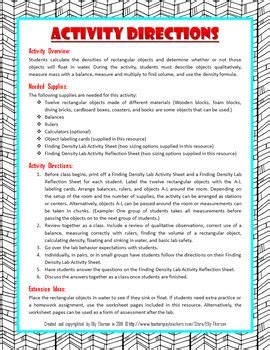Density Lab Activity Middle Babe Science Floating Sinking Density Formula Lab Activities