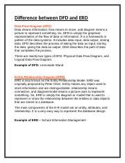 Difference Between DFD And ERD Docx Difference Between DFD And ERD Data Flow Diagram DFD Data