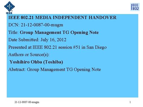Ieee 802 21 Media Independent Handover Dcn 21