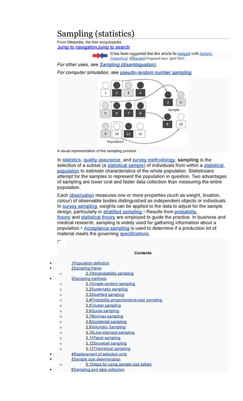 Sampling From Wikipedia Sampling Statistics From Wikipedia The