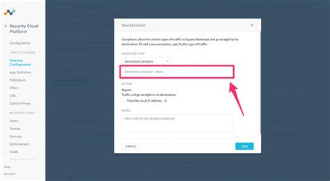 how to exception by specifying the connection destination ip address in