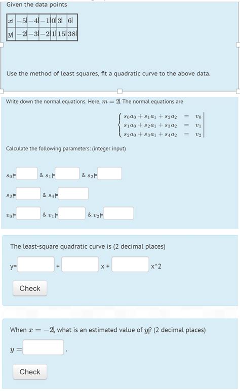 Given The Data Points Use The Method Of Least Chegg