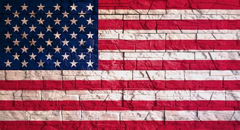 회색 돌 벽 타일 질감미국 국기 우리 플래그와 함께 다시 오래 된 포스터의 질감 산업 디자인을 위한 웹 배너 템플릿입니다 벡터 미국 국기에 대한 스톡 벡터 아트 및 기타