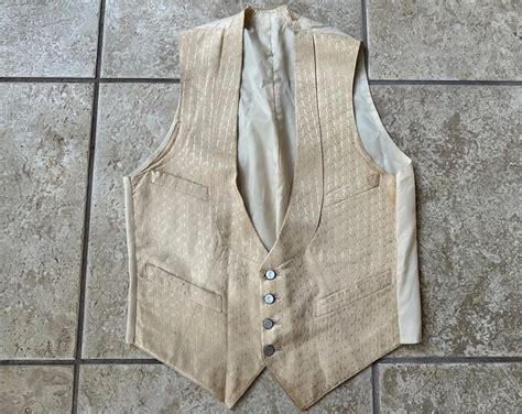 Early 1900s Cream Silk Brocade Formal Waistcoat Small Shawl Collar