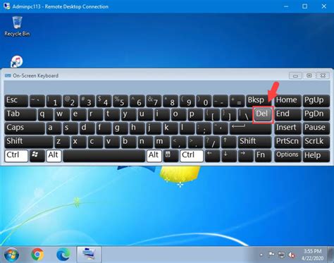 how to send commands ctrl alt delete in remote desktop